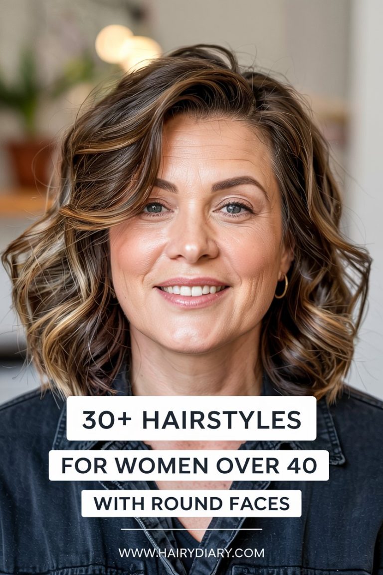 30+ Flattering Hairstyles for Women Over 40 with Round Faces – HairyDiary